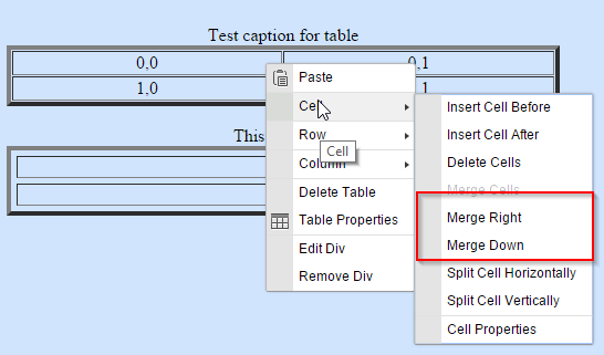 WebEd User Guide - Merge Column or Row